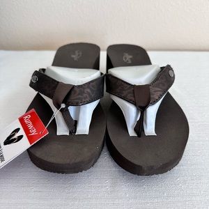 bandals | Shoes | New Bandals Runway Brown Flip Flop Wedge Sandals ...